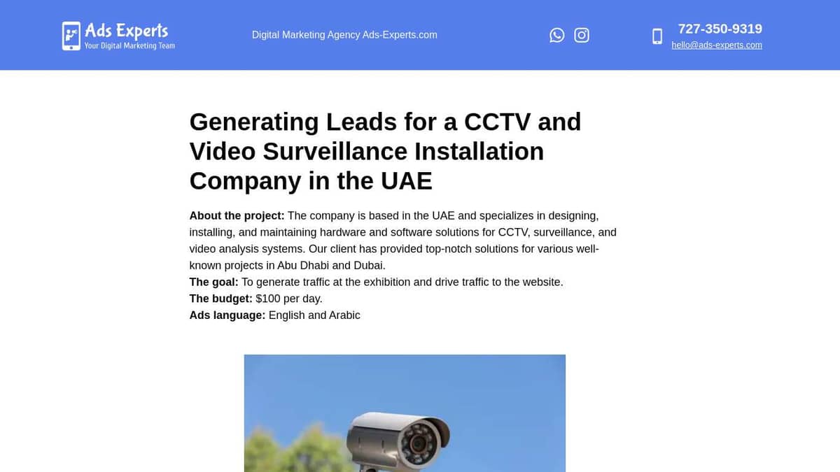 Targeted Ads For CCTV and Video Surveillance Company in the UAE